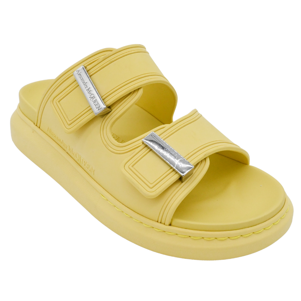 Butter Yellow Rubber Dual Buckle Platform Slide Sandals – Clotheshorse ...